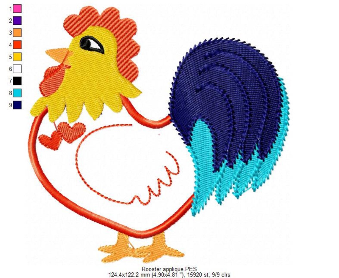 Rooster Applique Embroidery Design - Etsy