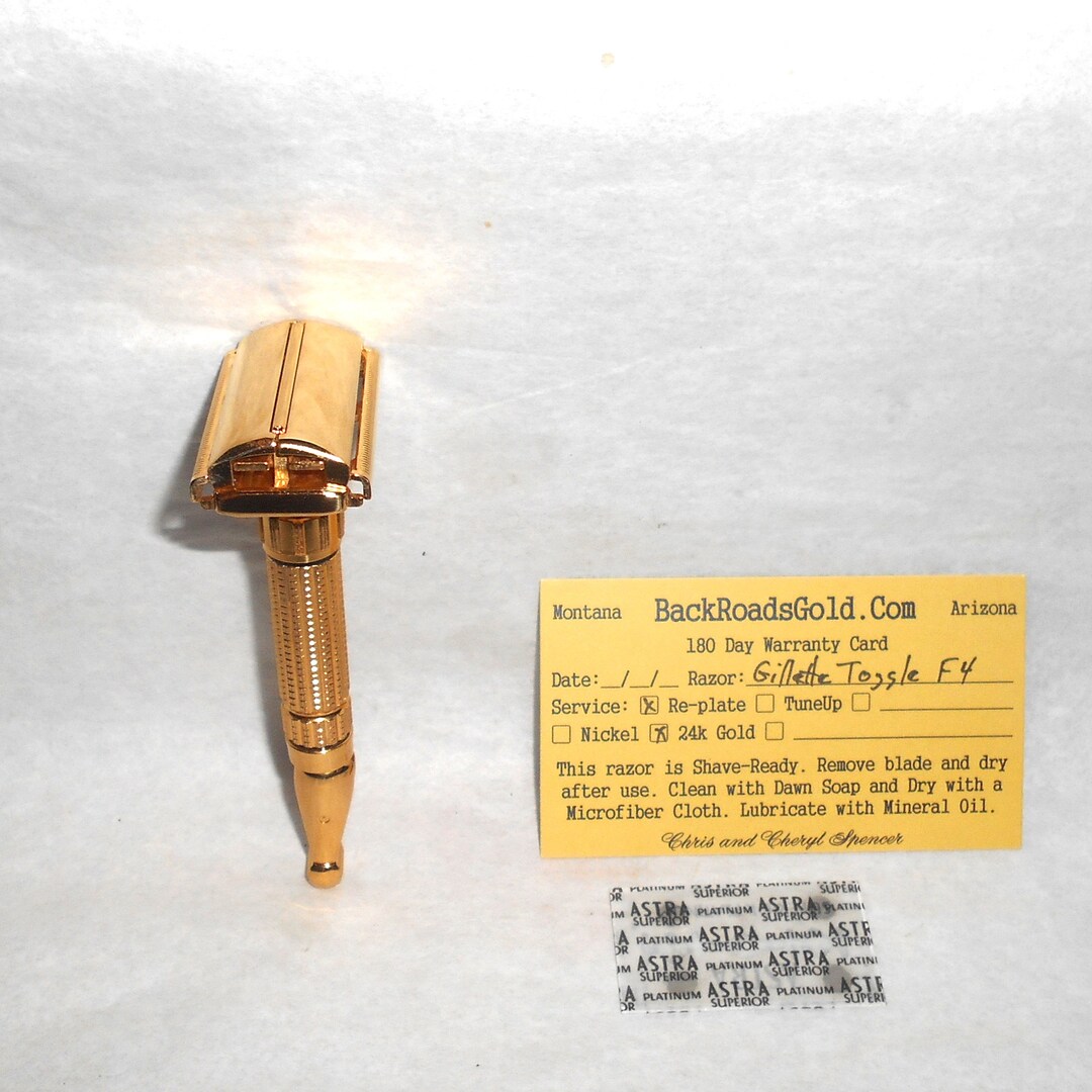 Gillette 1960 Toggle Razor Adjustable Refurbished Replated 24 Karat ...