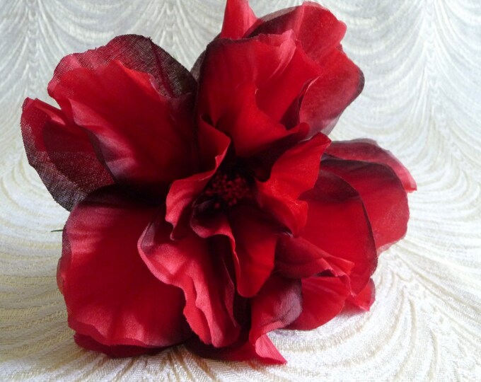 Large Rich Red Shaded Cabbage Rose Double Petal Silk Flower for ...