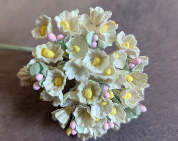 Vintage Paper Forget Me Not Flowers NOS Tiny Aged White Bunch for Dolls ...