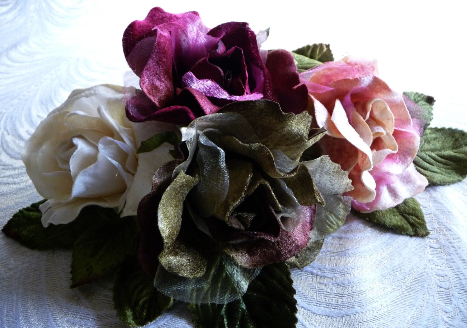 Velvet and Silk Rose Ivory Pink Mauve Millinery for Hats - Etsy