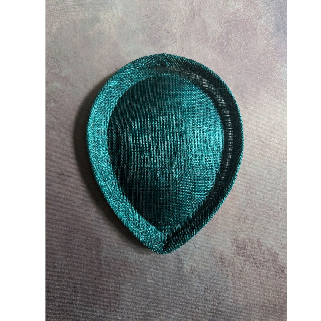 7" Teal Green Sinamay Fascinator Base for DIY Hat Millinery Supply Teardrop Shape With Sleeve ...