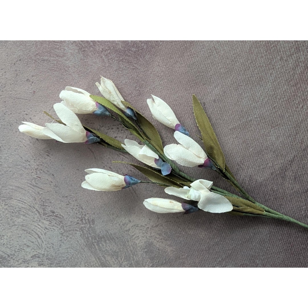 Vintage Snowdrop Silk Flower Spray Wedding White Millinery Blossoms ...