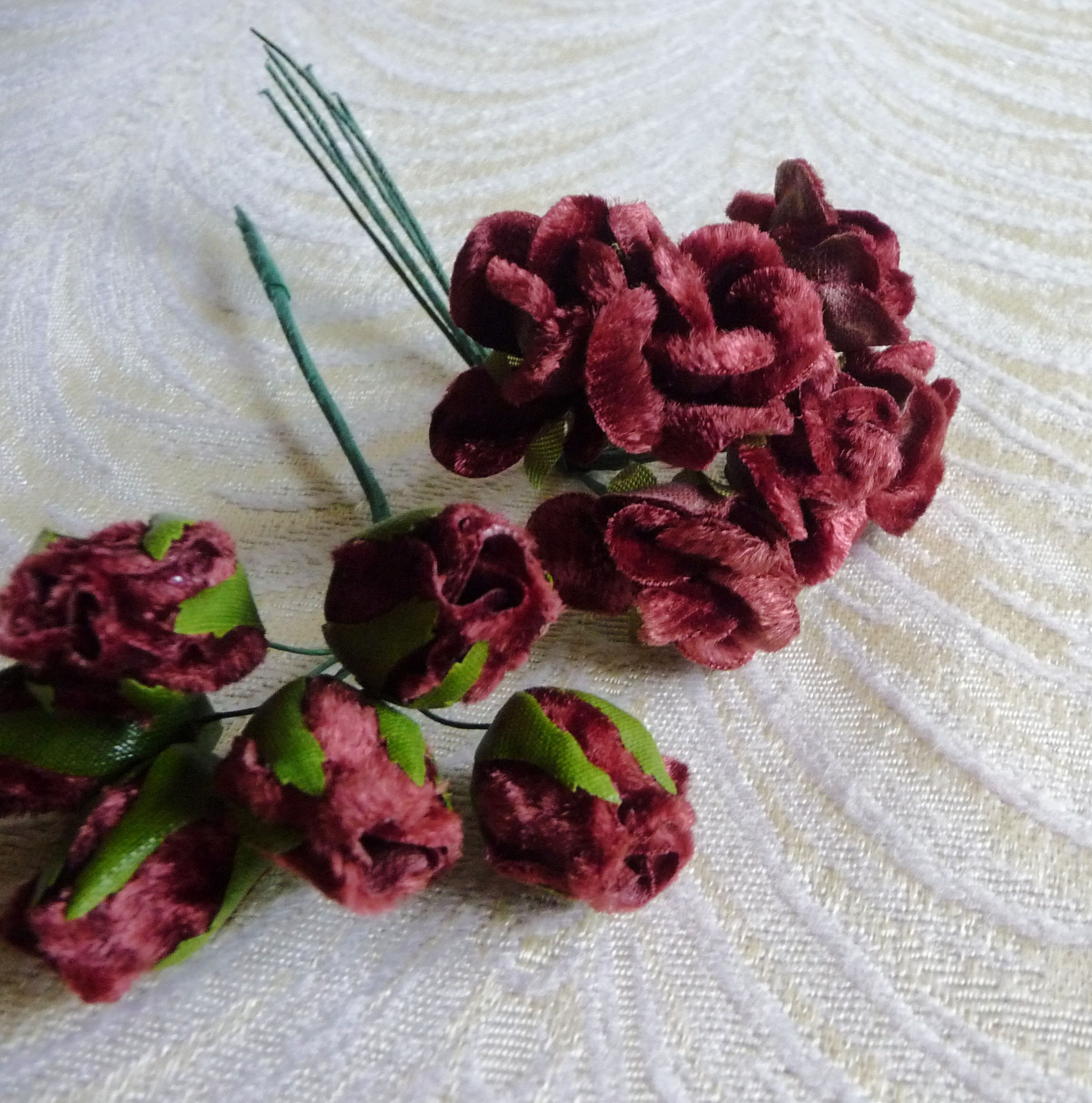 Tiny Vintage Velvet Rose Buds Russet Brown Small Millinery | Etsy