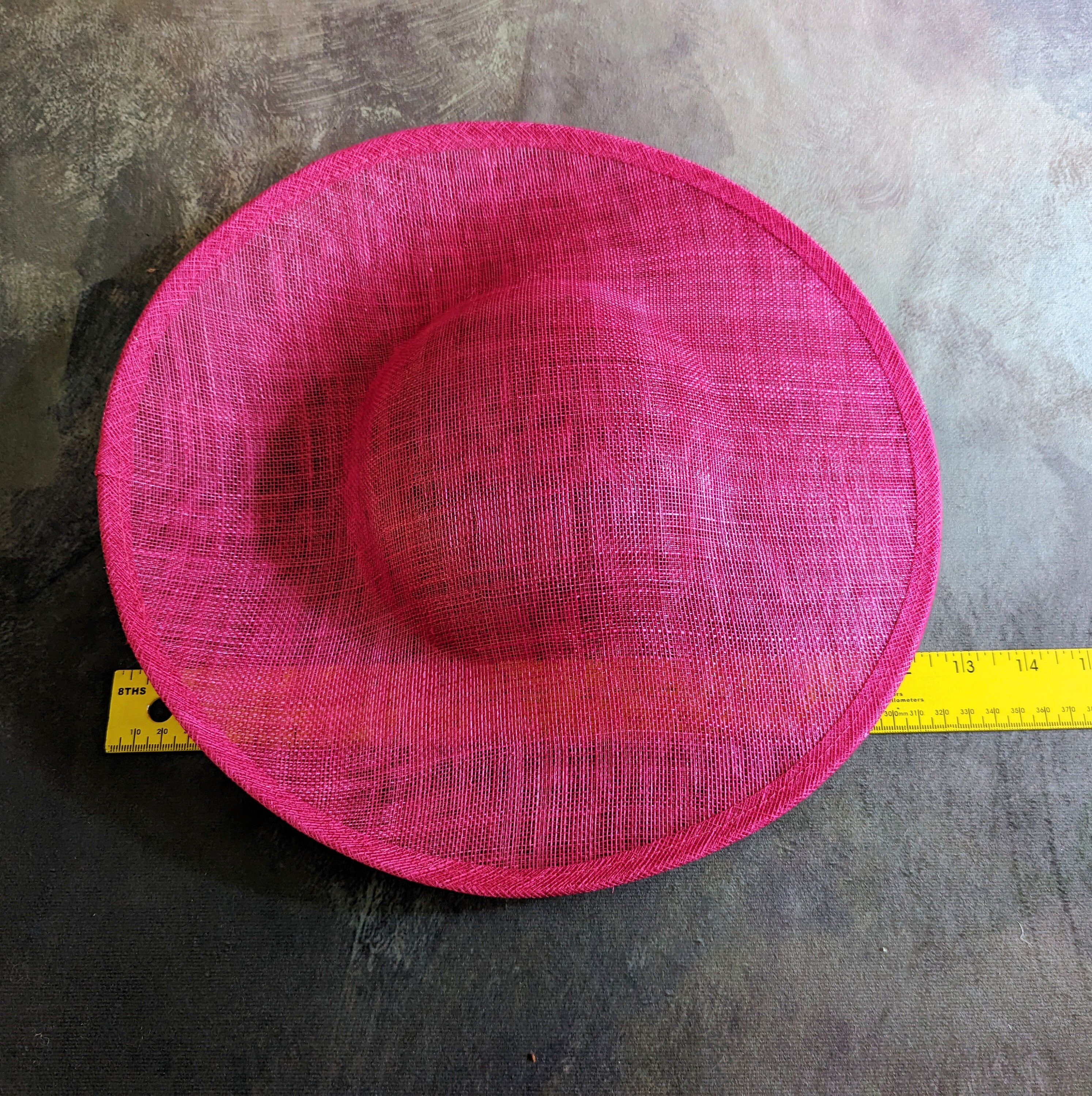 13" Fuchsia Pink Saucer Hatinator Base Contoured Sinamay Straw Hat Form ...