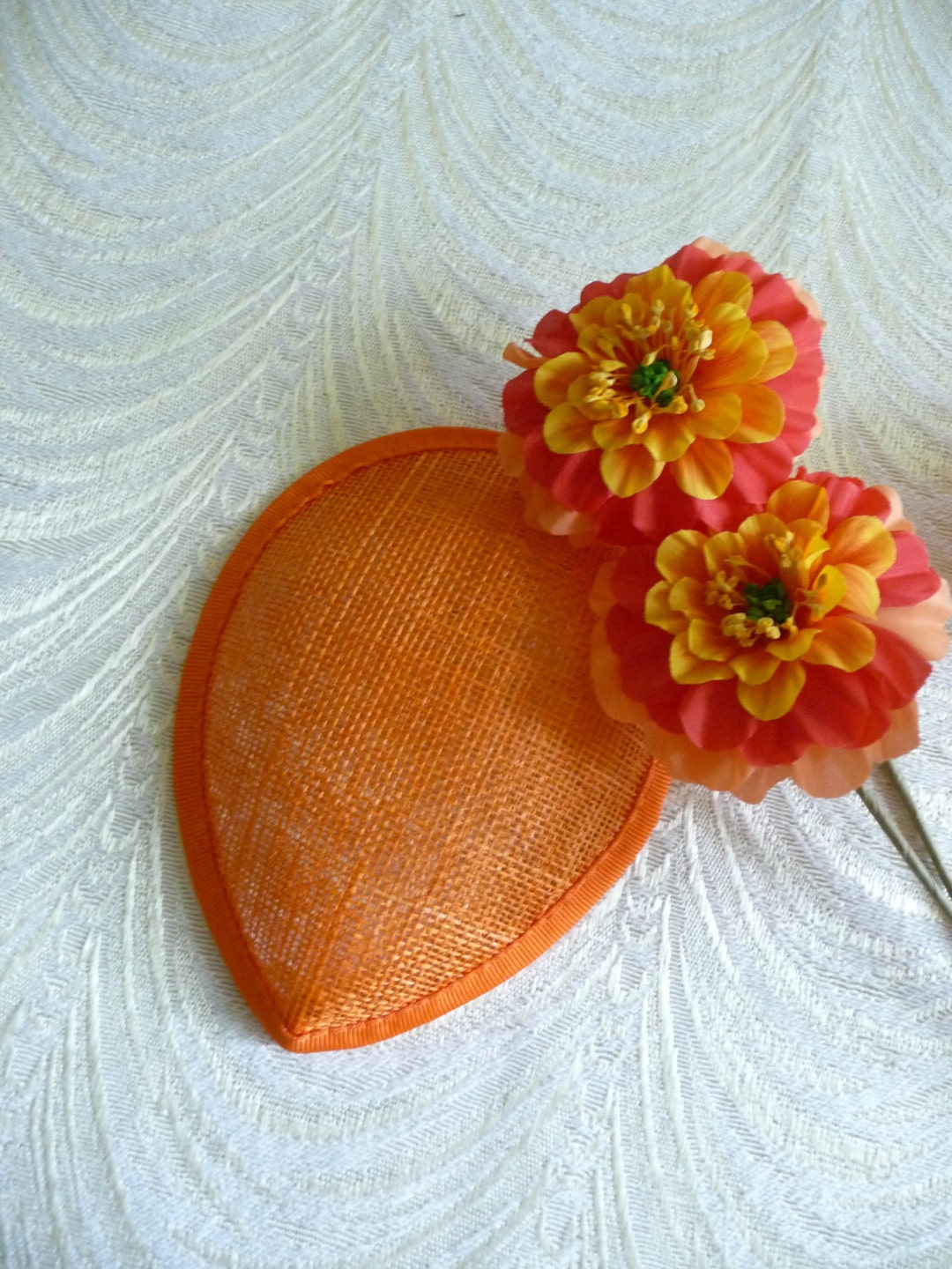 5" Orange Sinamay Fascinator Base for DIY Hat Millinery Supply Teardrop Shape - Etsy