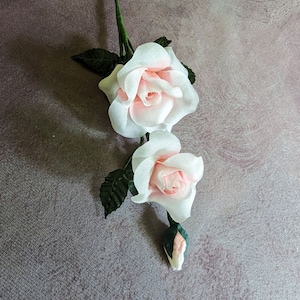 Vintage Small Silk Rose and Buds Pale Pink Blush NOS Millinery for ...