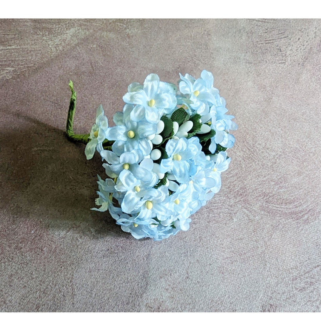 Small Pale Blue Forget Me Nots Bunch of Millinery Flowers NOS for Dolls ...