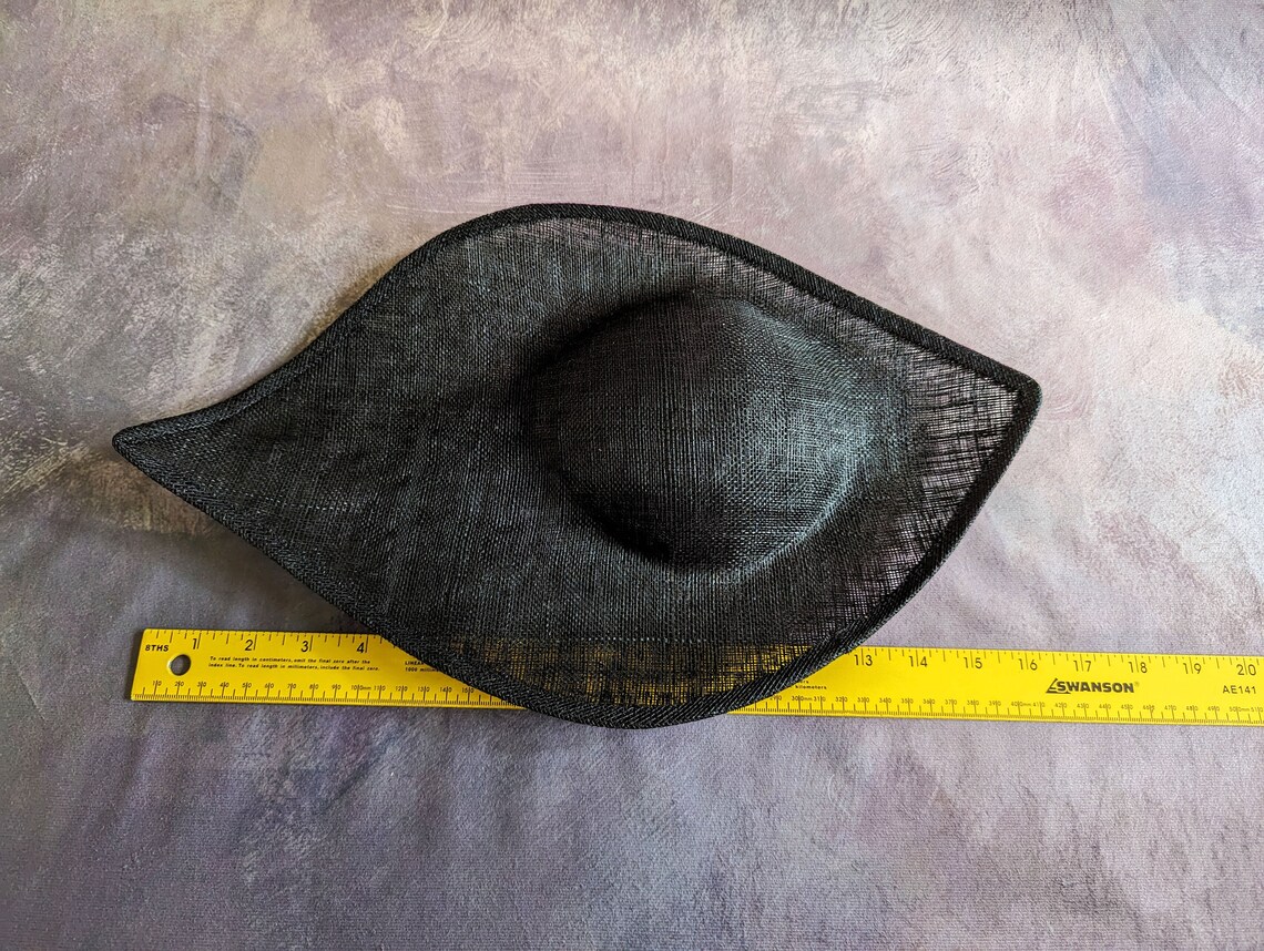 17" Black Hatinator Base Sinamay Straw Navette Pointed Elliptical Hat ...