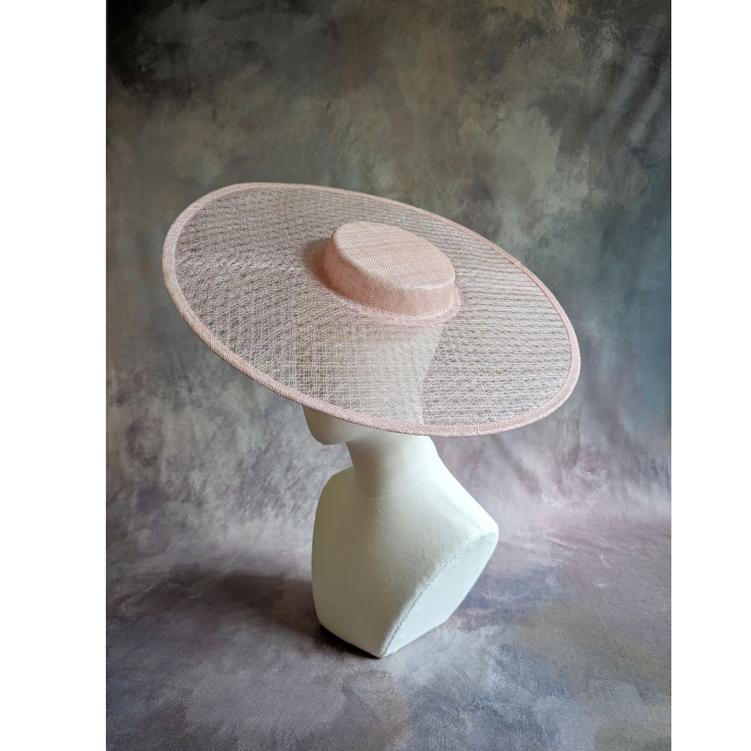 17.25" Pale Pink Cartwheel Hatinator Base Blush Woven Sinamay Straw Hat ...
