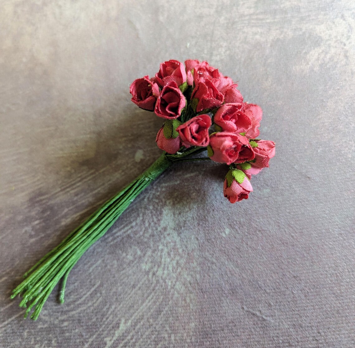 Tiny Vintage Rose Buds Aged Red Small Millinery Flowers NOS Linen Dog ...