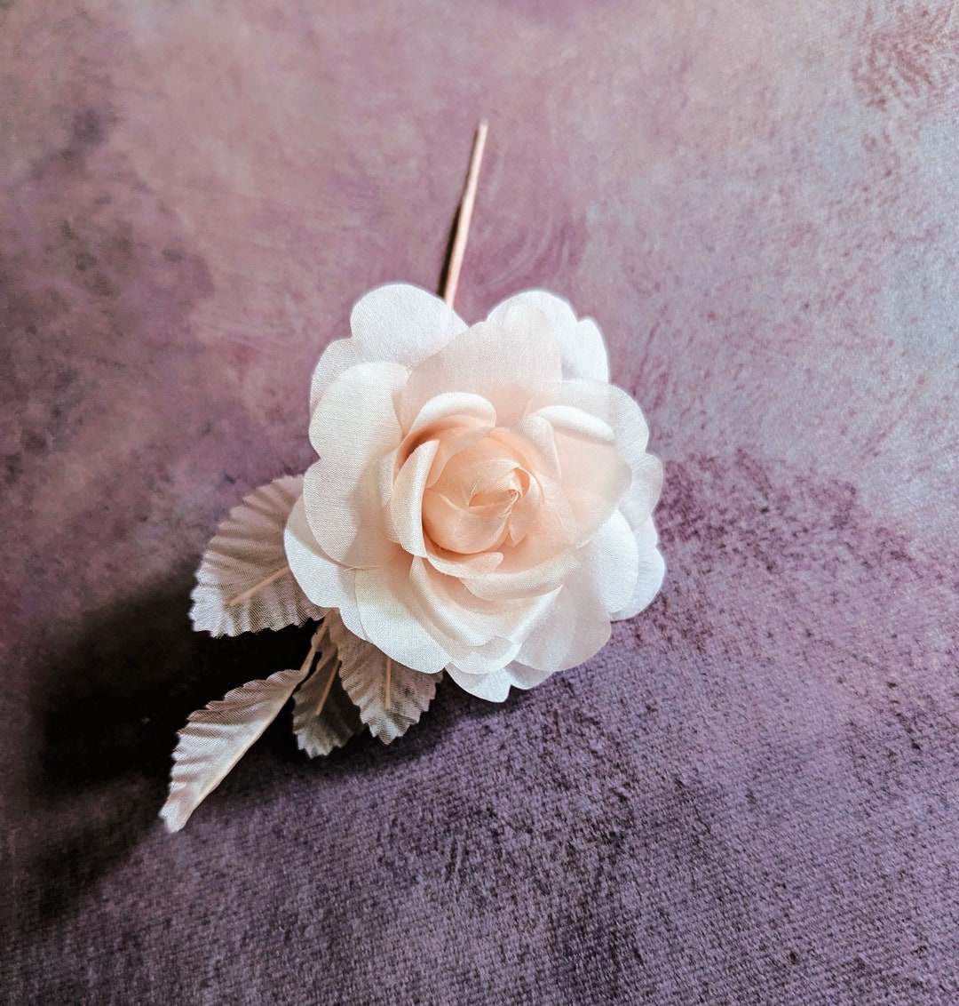 Small 3" Pale Peach Silk Rose Millinery Flower for Hats, Fascinators ...