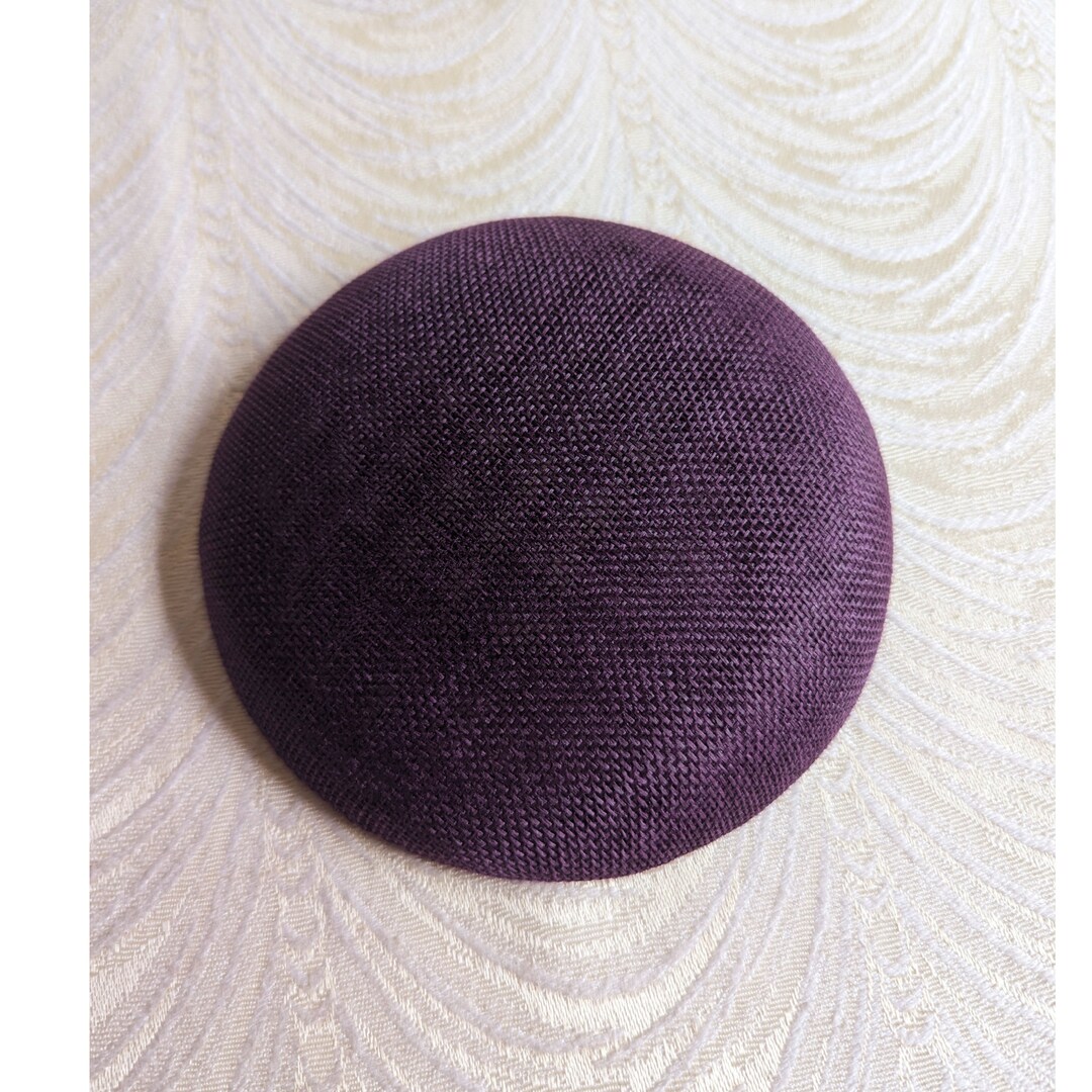 Plum Purple Fascinator Base Buckram Fabric Smartie Pillbox Round Button ...