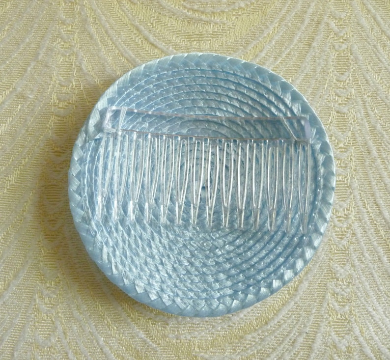 Small Round Fascinator Base Light Blue With Comb for DIY Straw | Etsy