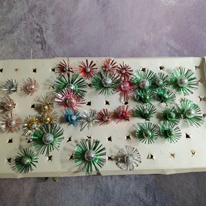 Large Lot 34 Atomic Starburst Tie Ons Mercury Glass Tinsel Glitter MCM ...