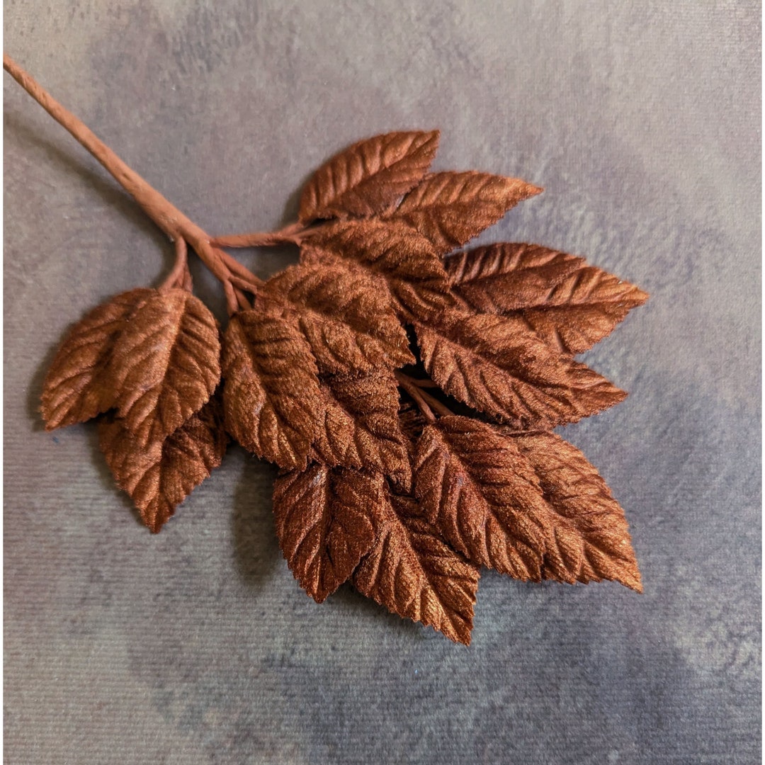 Velvet Millinery Rust Velvet Leaves Spray of 18 for Hats Scrapbooking ...