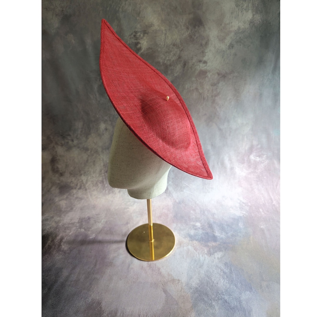 17" Red Hatinator Base Sinamay Straw Navette Pointed Elliptical Hat ...