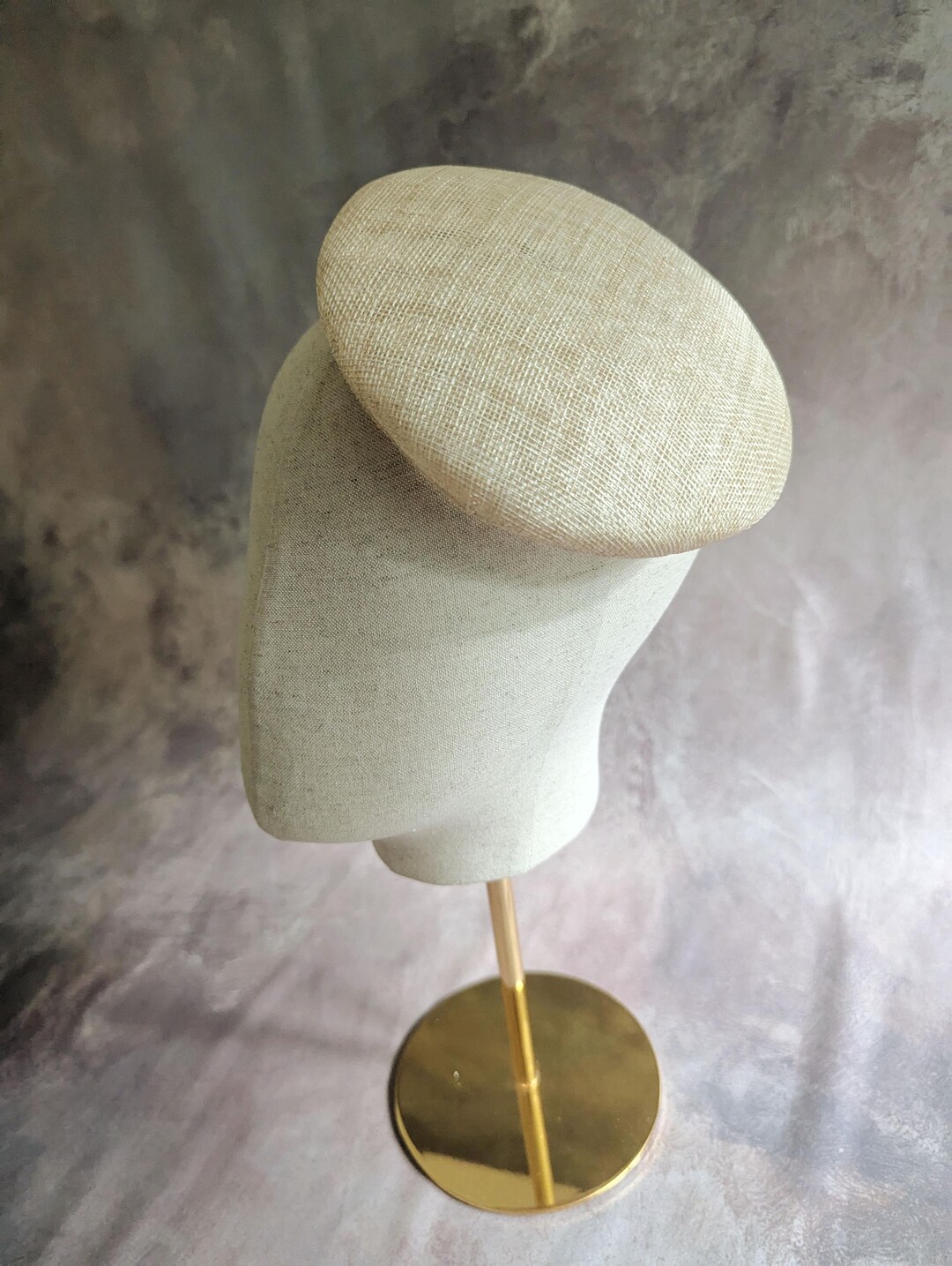 Natural Sinamay Fascinator Hat Base 7" Round Pale Tan Button Style for ...