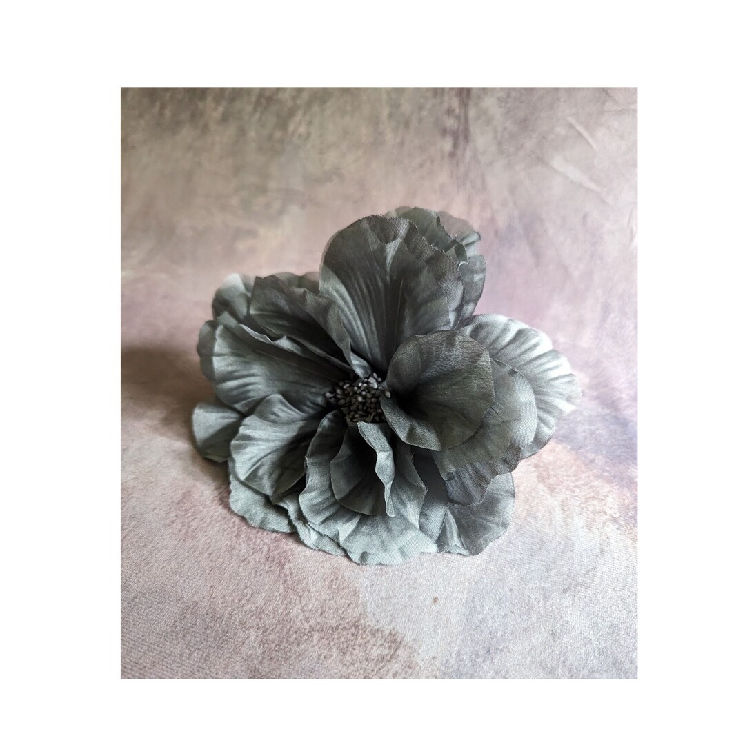 Large 7" Slate Gray Rose Double Petal Silk Millinery Flower for Hats ...