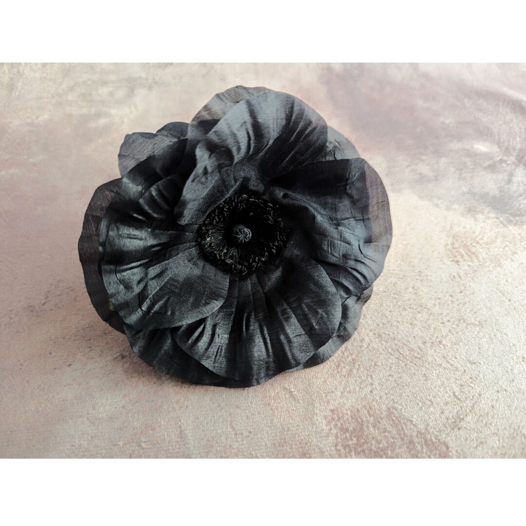 5.5" Vintage Silk Poppy Black Millinery Flower for Hats Hair Clips ...