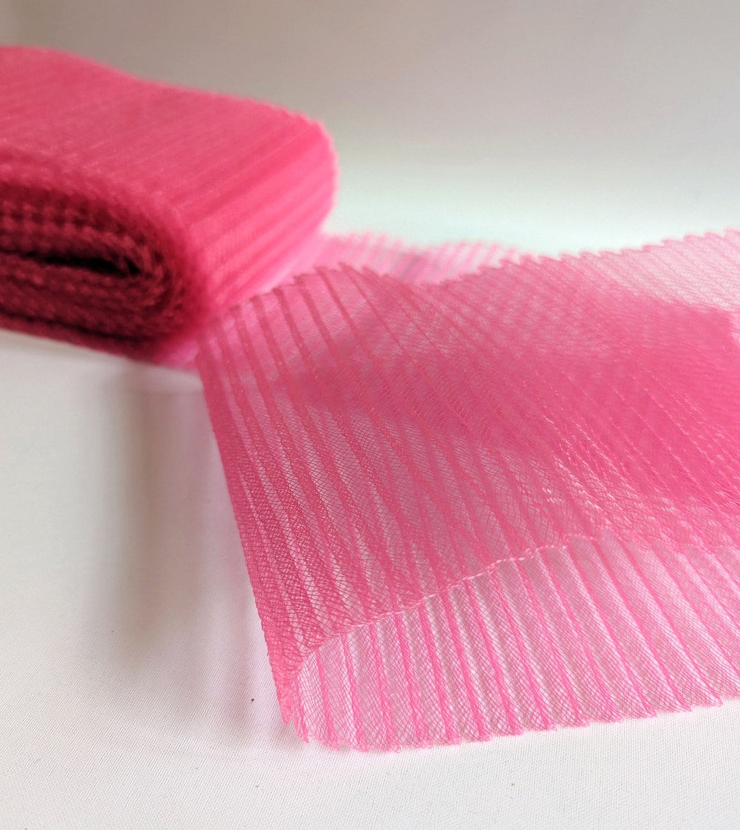 6 Inch Pleated Crinoline Hot Pink Horsehair Braid BTY Thread Edge Crin ...