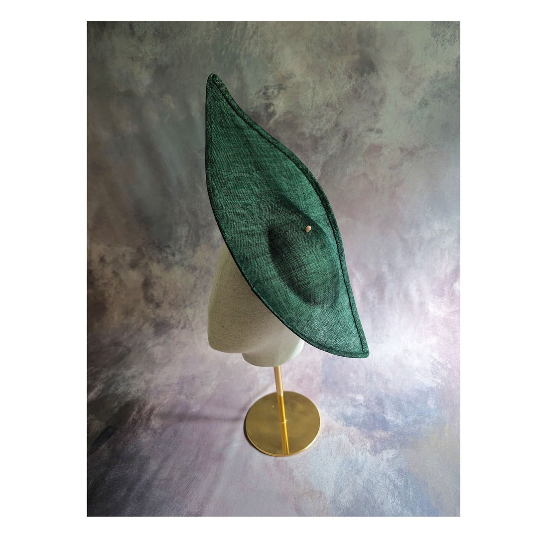 17" Forest Green Hatinator Base Sinamay Straw Navette Pointed ...