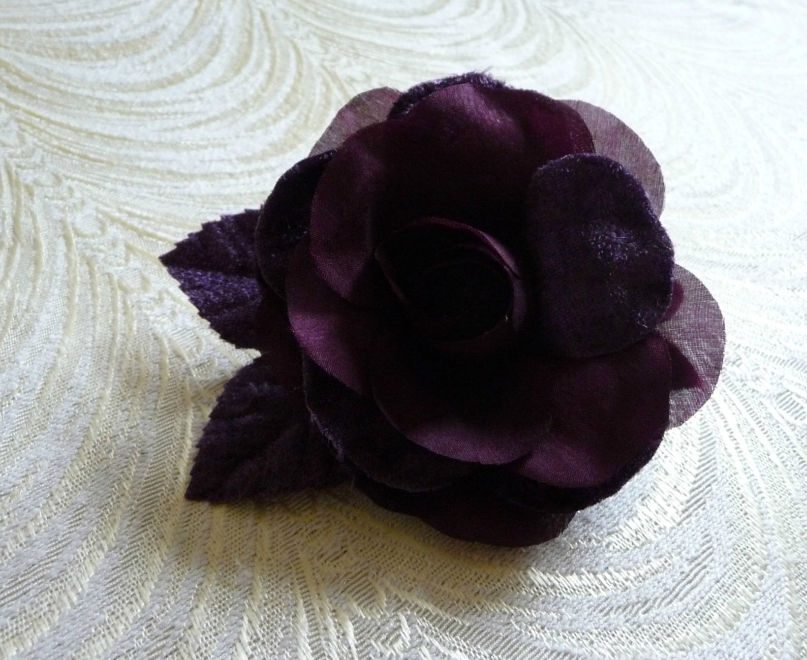 Silk and Velvet Millinery Rose Plum Aubergine Purple for Hats - Etsy