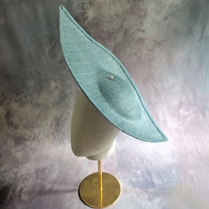 17" Light Blue Hatinator Base Sinamay Straw Navette Pointed Elliptical ...