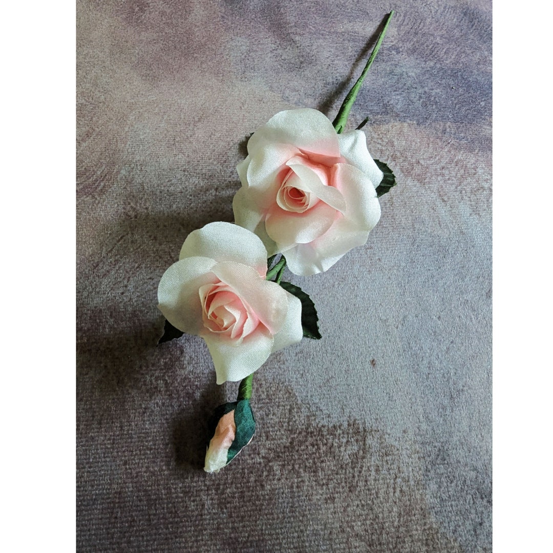 Vintage Small Silk Rose and Buds Pale Pink Blush NOS Millinery for ...