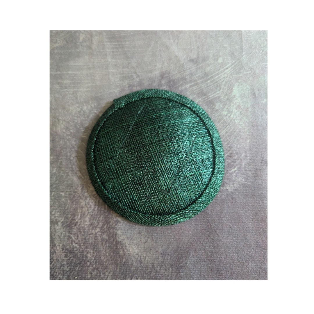 4" Forest Green Fascinator Base Sinamay With Sleeve for Headband or ...