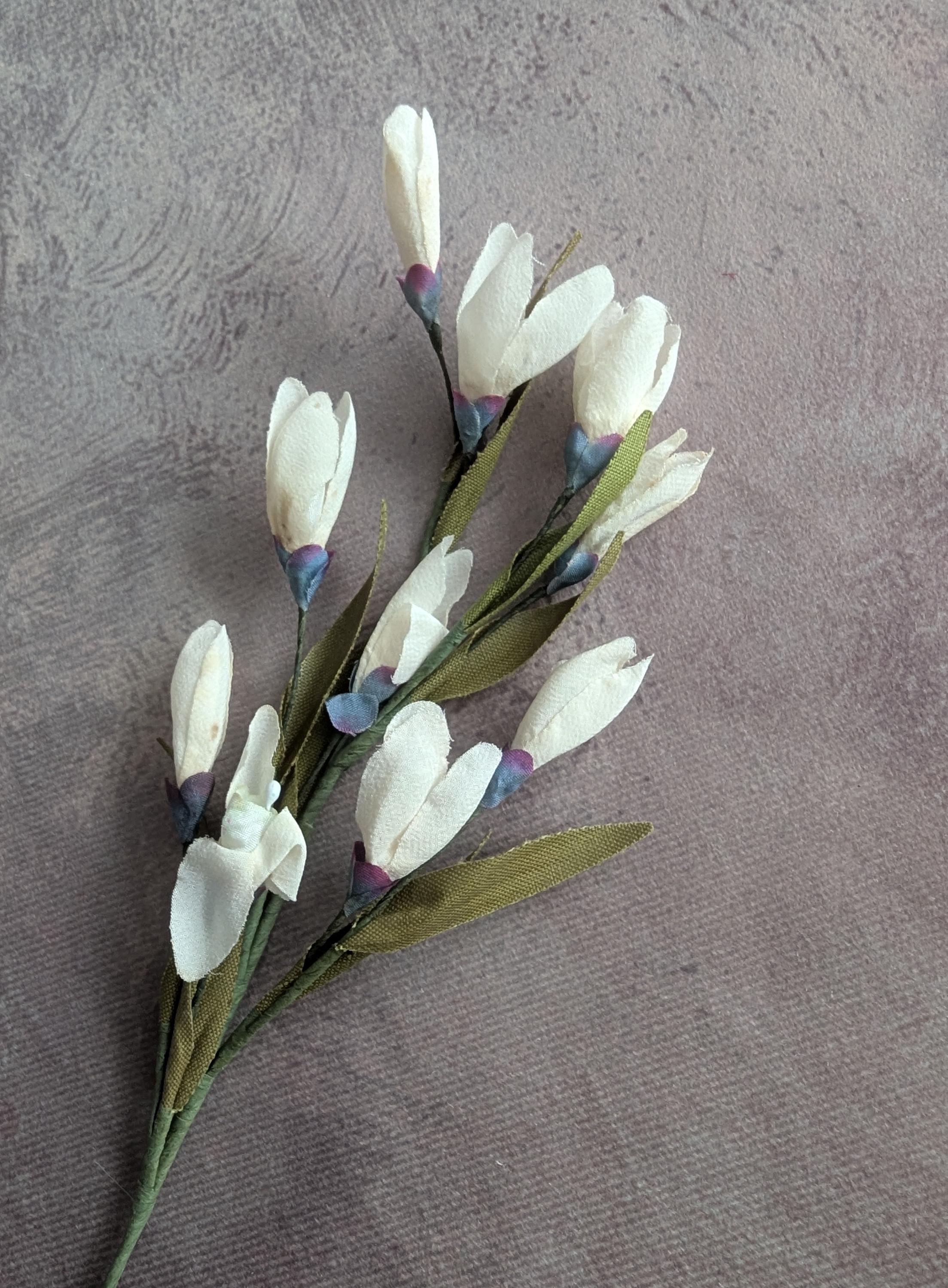 Vintage Snowdrop Silk Flower Spray Wedding White Millinery Blossoms ...