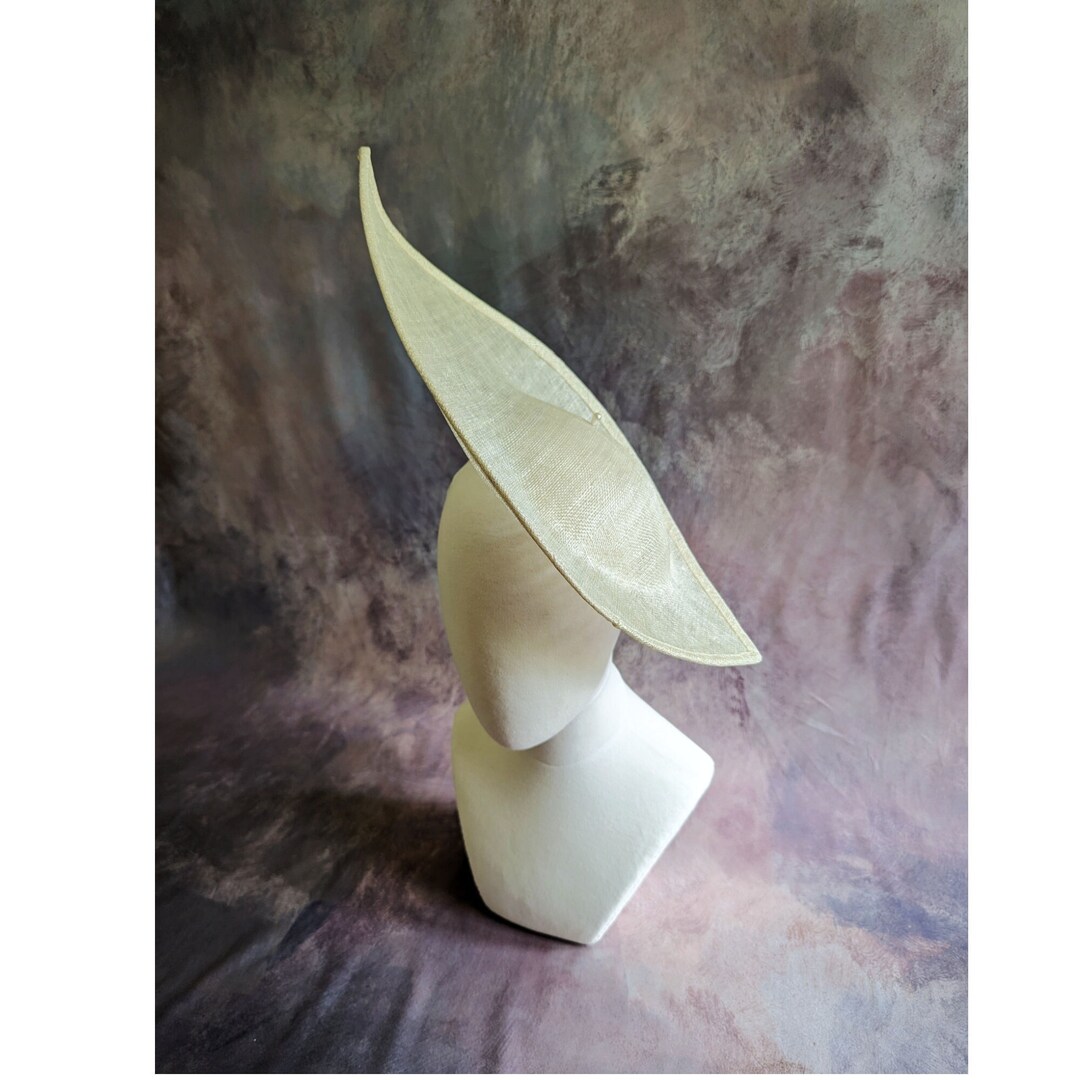 17" Ivory Hatinator Base Sinamay Straw Navette Pointed Elliptical Hat ...