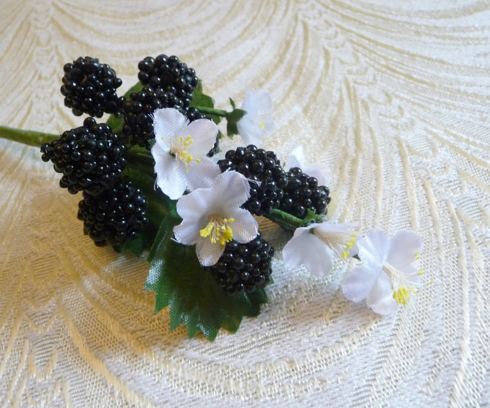 Beaded Blackberry Fruit Spray With Blossoms for Hats Crafts - Etsy