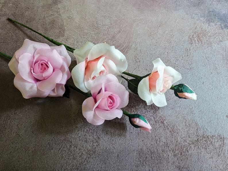 Vintage Small Silk Rose and Buds Pink NOS Millinery for Corsage Floral ...