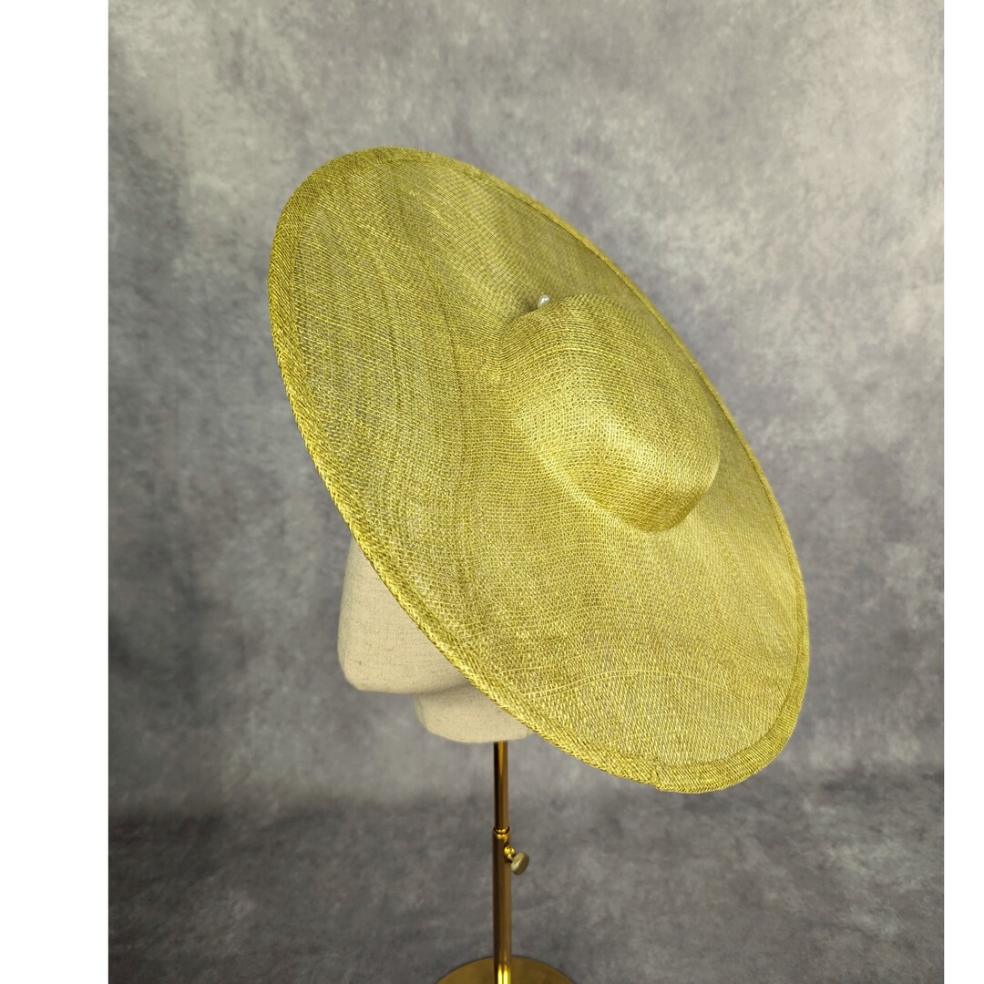 15" Pear Yellow Green Cartwheel Fascinator Hat Base Sinamay Straw Round ...
