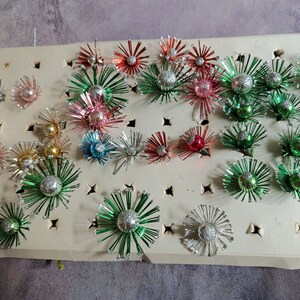 Large Lot 34 Atomic Starburst Tie Ons Mercury Glass Tinsel Glitter MCM ...