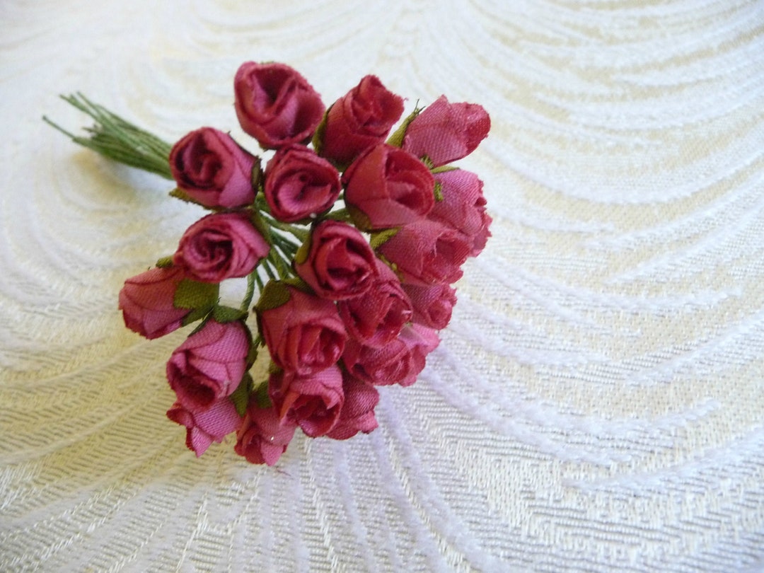 Tiny Vintage Rose Buds Aged Red Small Millinery Flowers NOS Linen Dog ...