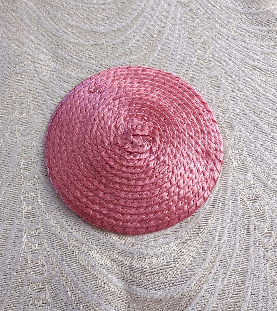 Small Round Fascinator Base Coral Pink With Comb for DIY Straw ...