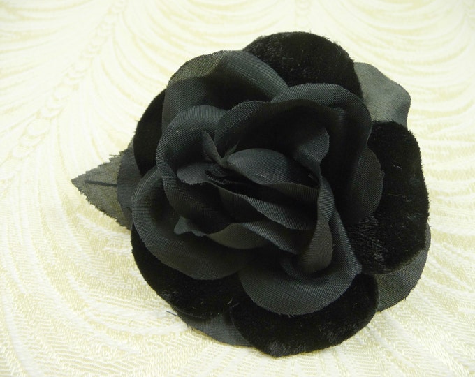 Satin and Velvet Rose Gardenia Black Millinery Flower NOS - Etsy