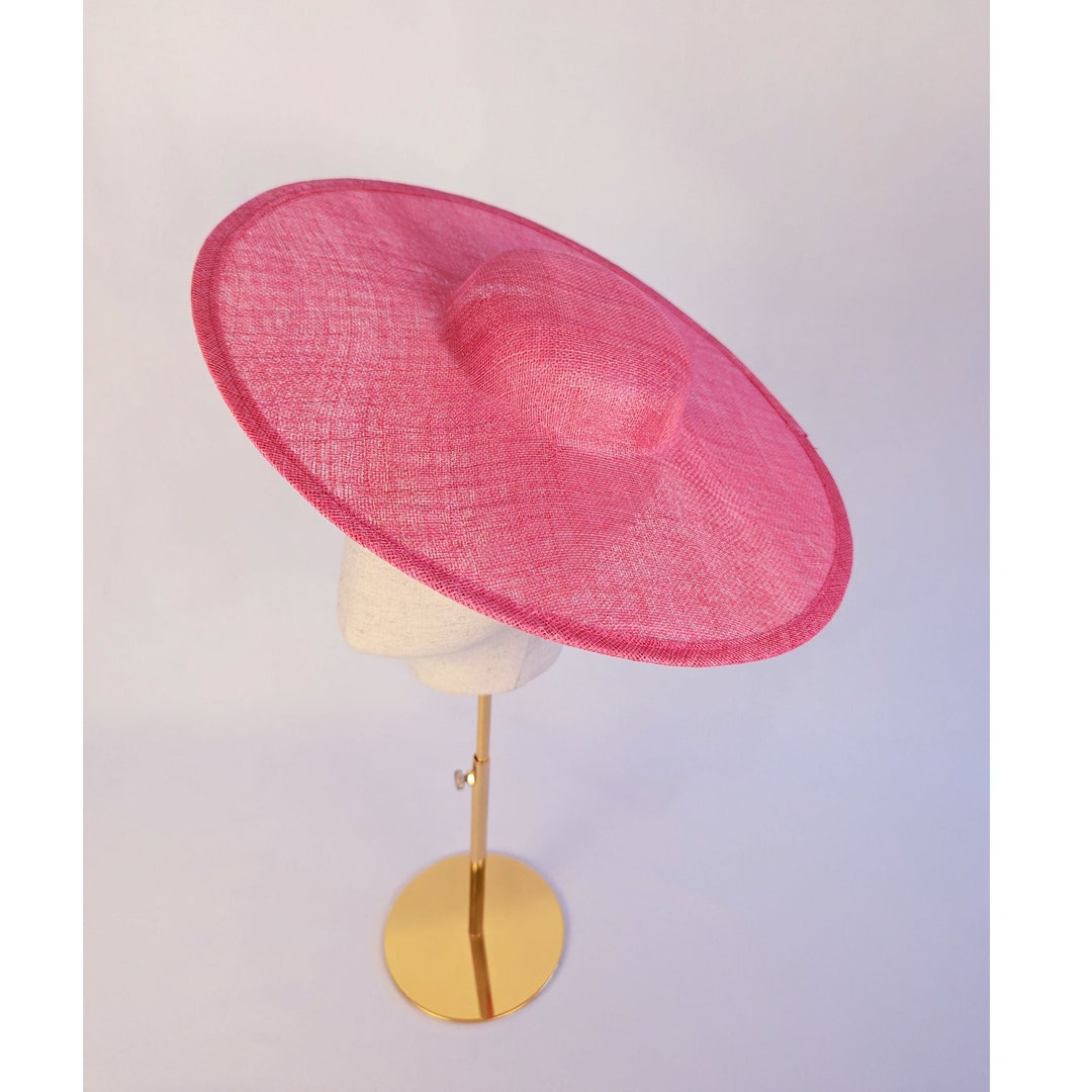 15" Hot Pink Cartwheel Fascinator Hat Base Sinamay Hatinator Form With ...