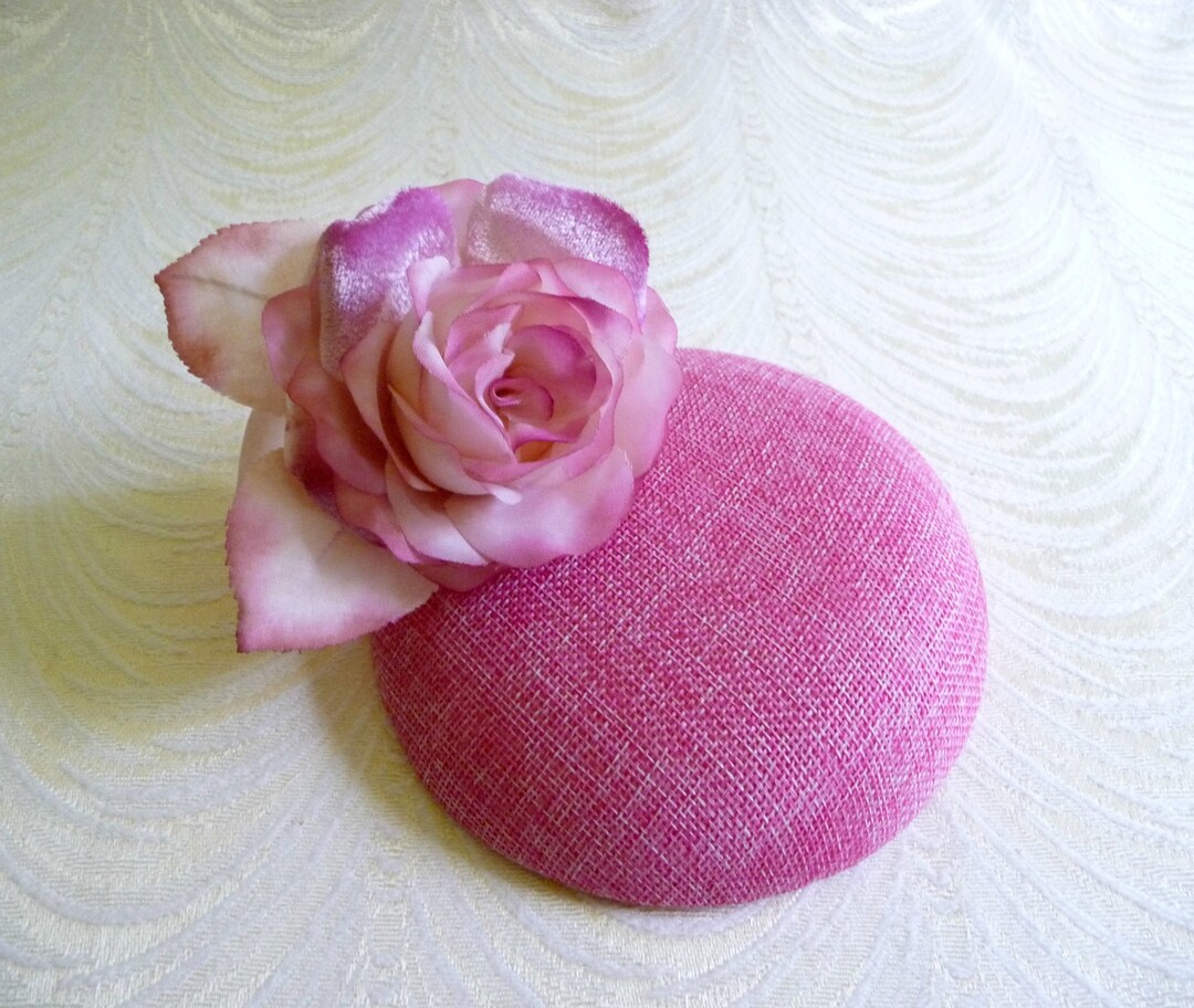 Rose Pink Heather Tweed Fascinator Base Buckram Fabric Smartie Pillbox ...