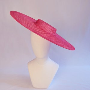 17.25" Hot Pink Cartwheel Hatinator Base Woven Sinamay Hat Form for DIY ...