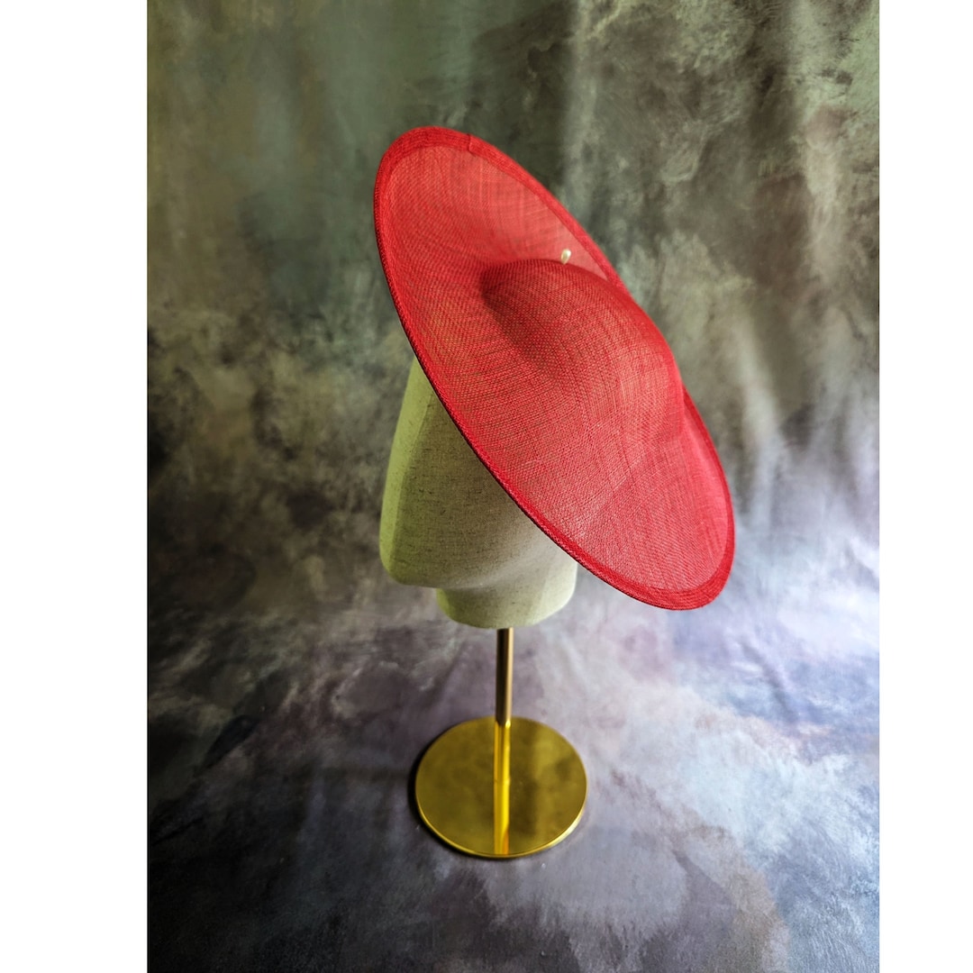 13" Red Saucer Base Contoured Sinamay Straw Hatinator Form for DIY Hat ...