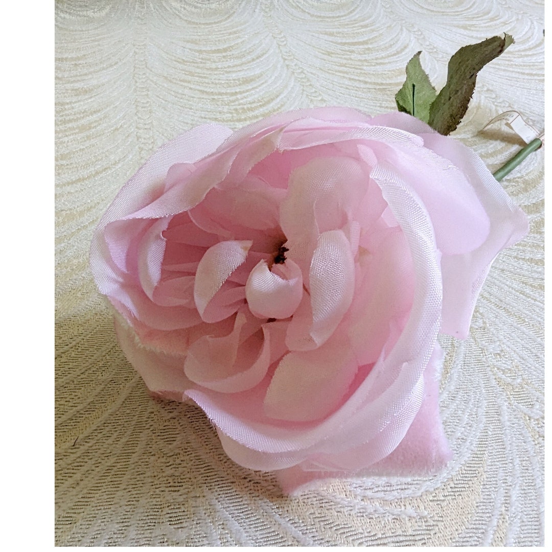 5 Vintage French Rose Pale Pink Long Stem Satin and - Etsy