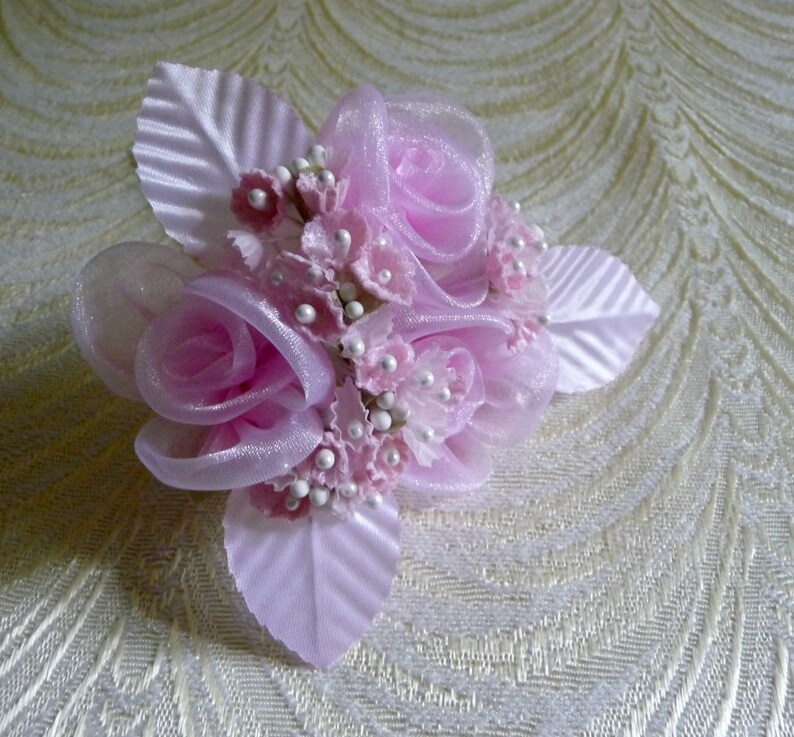 SALE Light Pink Organdy Rose Buds Cluster with Forget Me Nots | Etsy