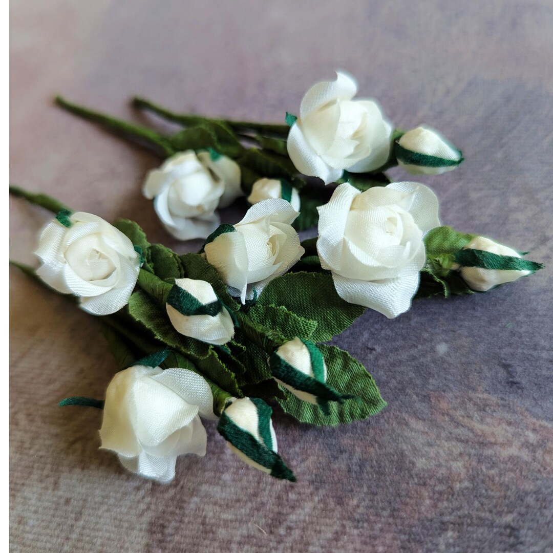 Tiny .75" Roses With Buds Set of 6 Sprigs for Dolls Corsages ...