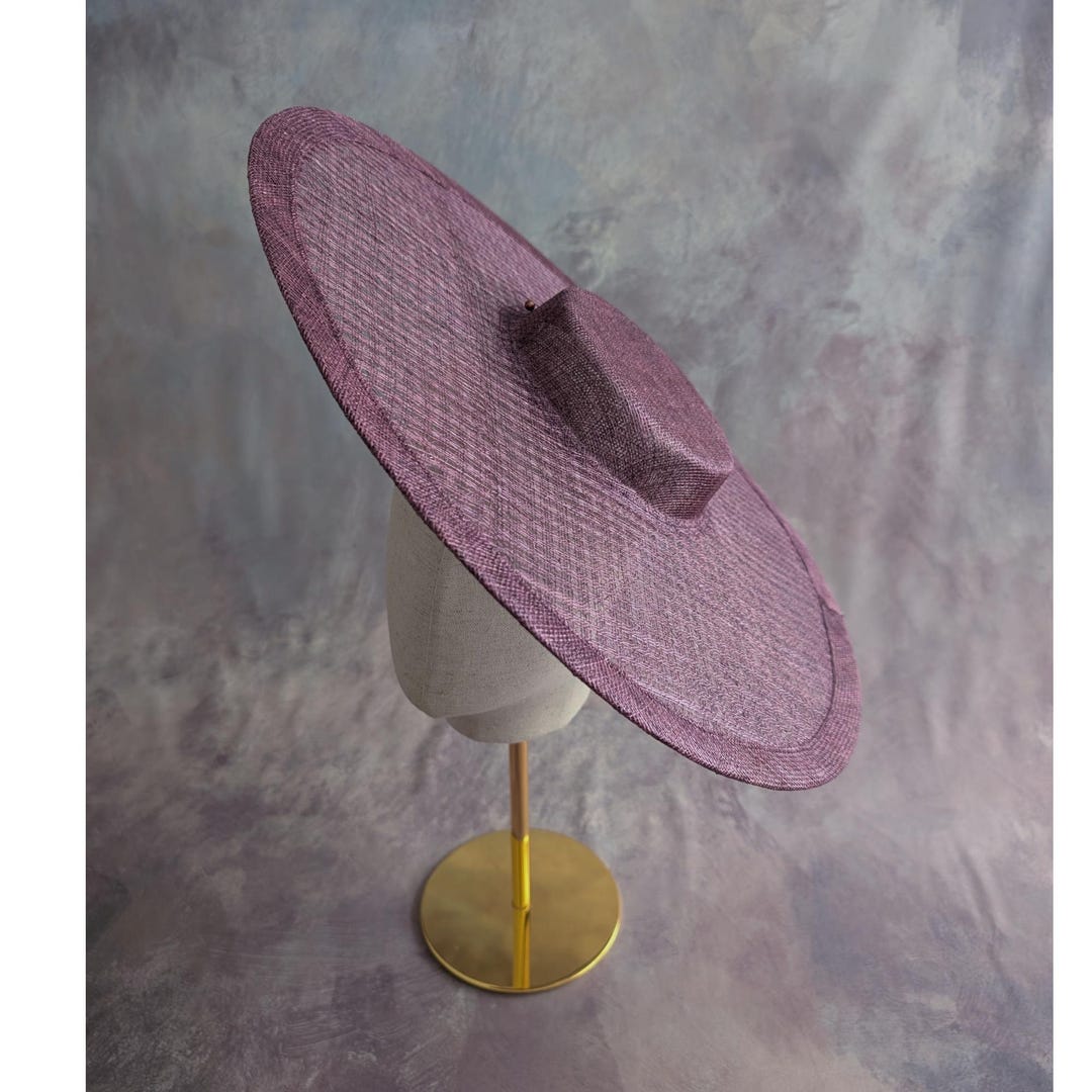 17.25" Plum Purple Cartwheel Hat Base Woven Sinamay Wide Hatinator Form ...