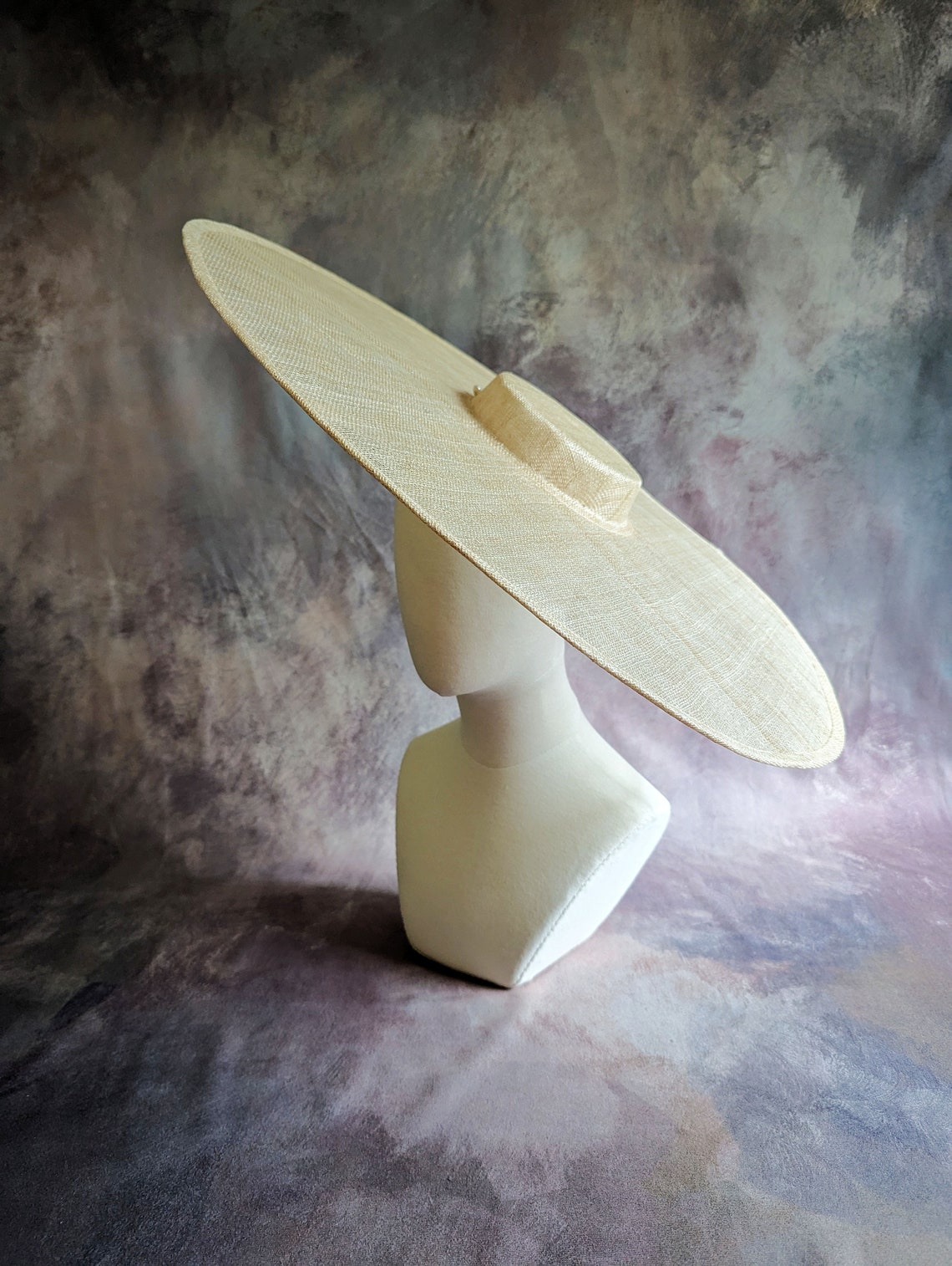 23.5" Extra Large Hatinator Base Natural Sinamay Straw Wide Brim With ...
