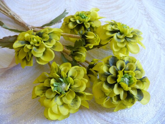 Vintage Millinery Flowers Marigolds Shaded Chartreuse Green - Etsy