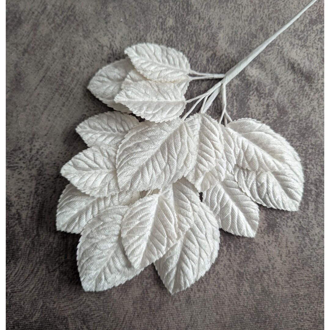 Larger Leaf off White Velvet Leaves Millinery Beautiful Spray of 18 for ...